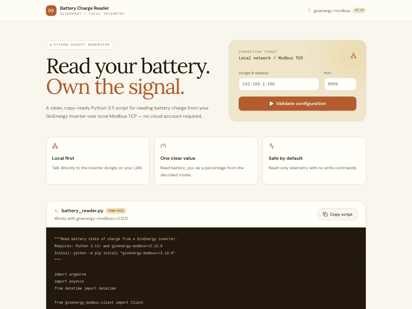 Battery Charge Reader