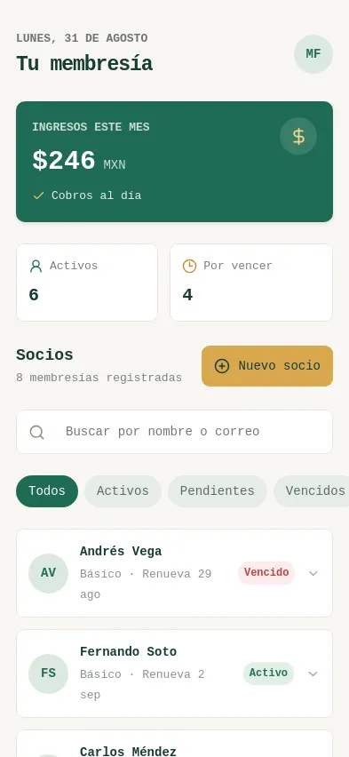Registro Membresía Fácil