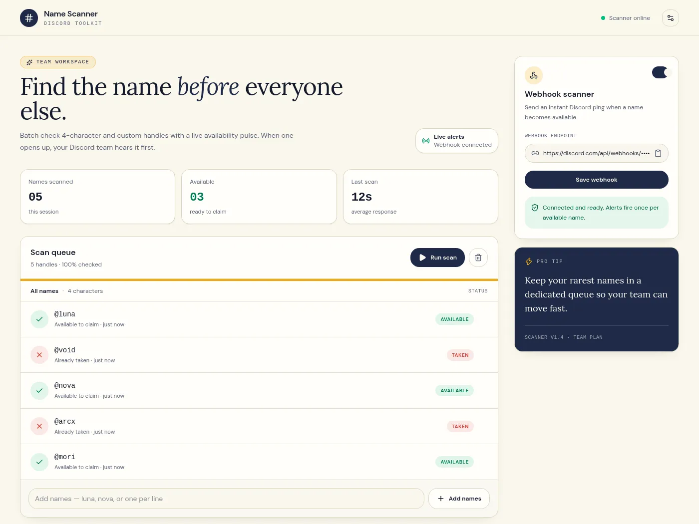 Discord Name Scanner