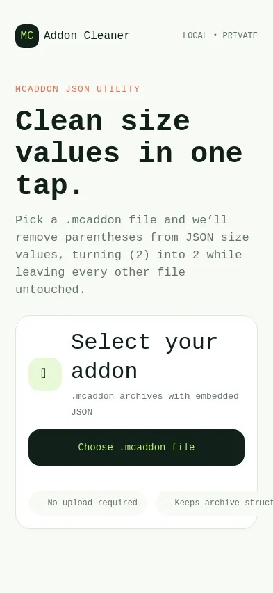 MCAddon JSON Cleaner