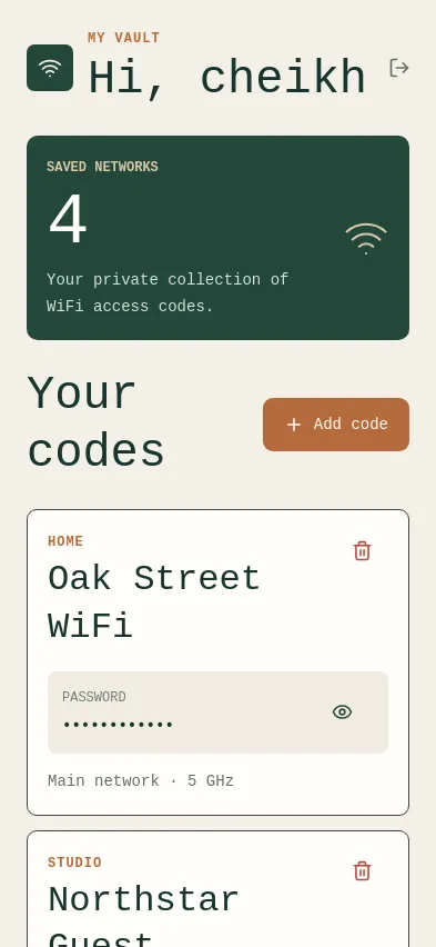 Wifi Code Tracker