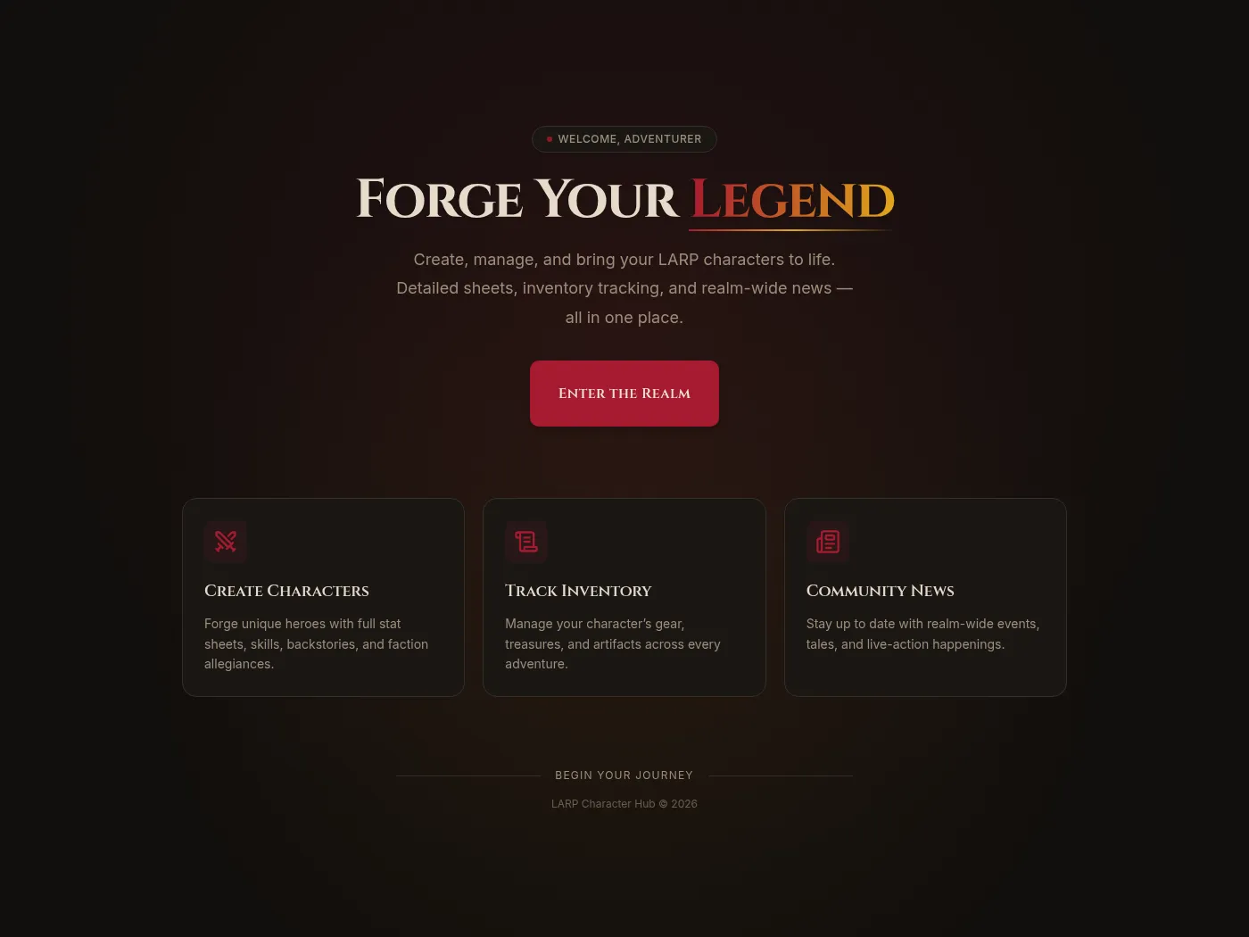 LARP Character Hub