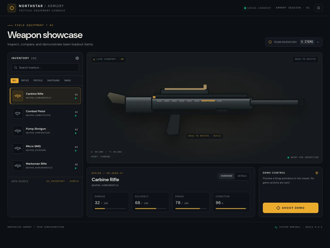 Immersive Weapon Showcase