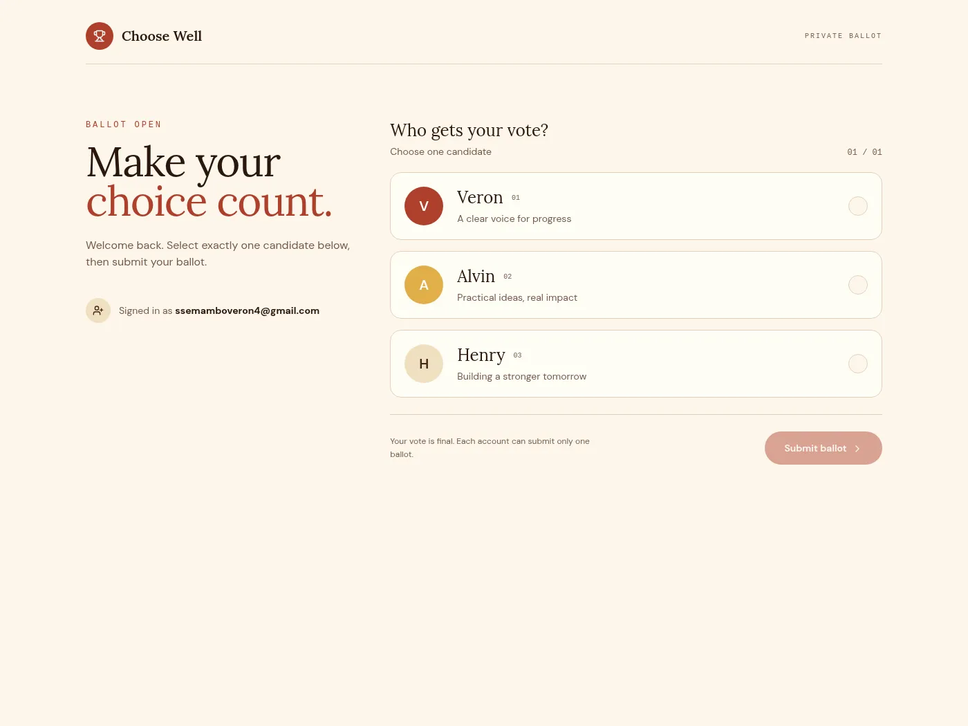 Simple Voting Platform