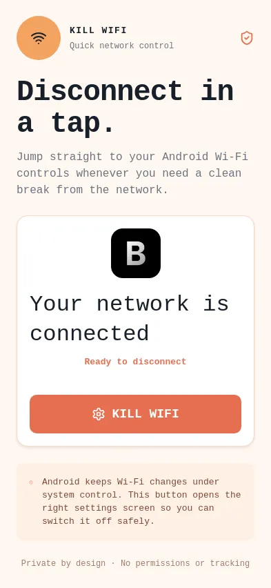 Kill WiFi Button App