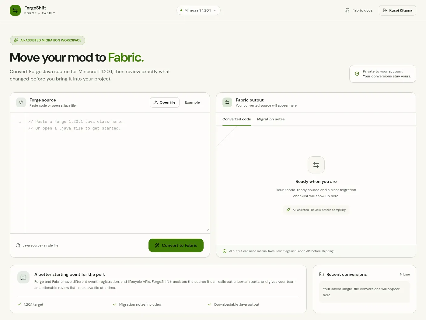 Forge2Fabric AI Converter
