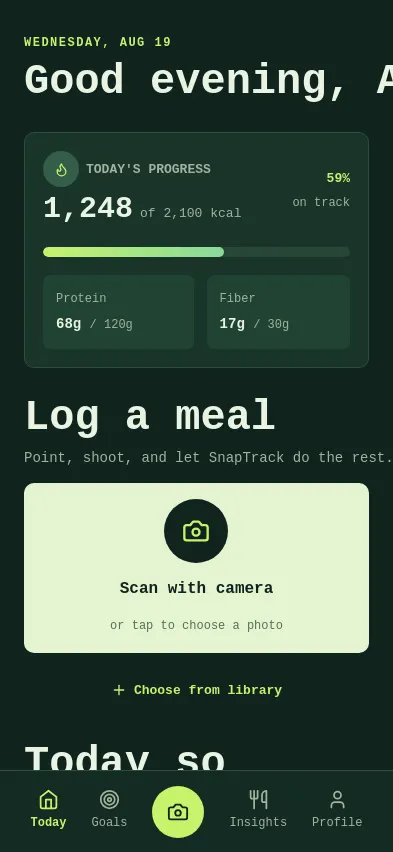 SnapTrack Nutrition App