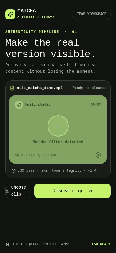 Matcha Cleanser App
