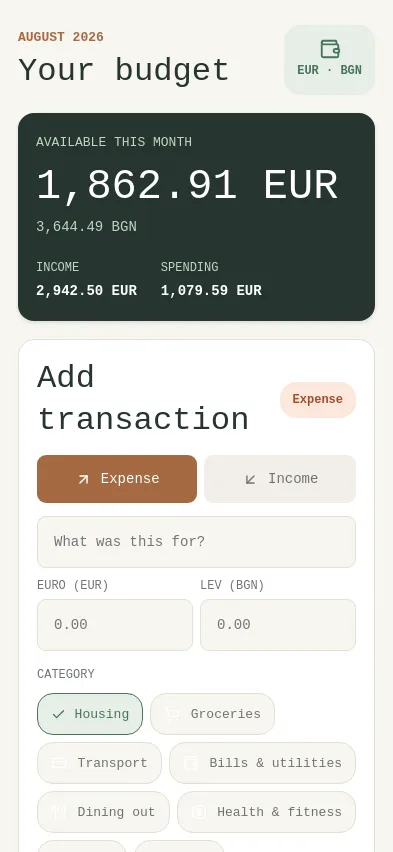 Dual Currency Budgeter