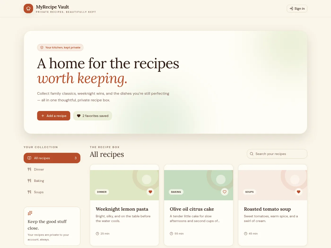 MyRecipe Vault