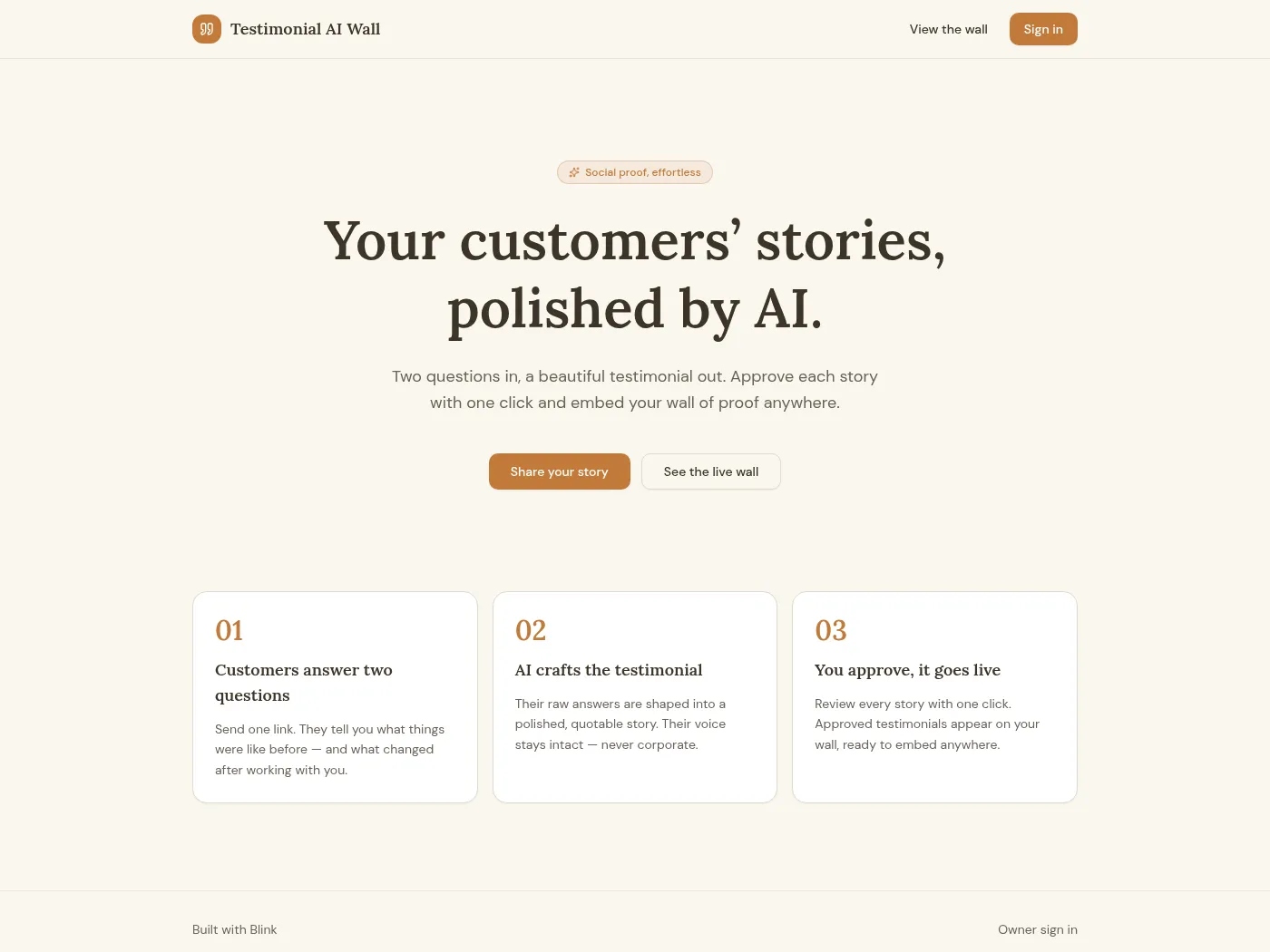 Testimonial AI Wall