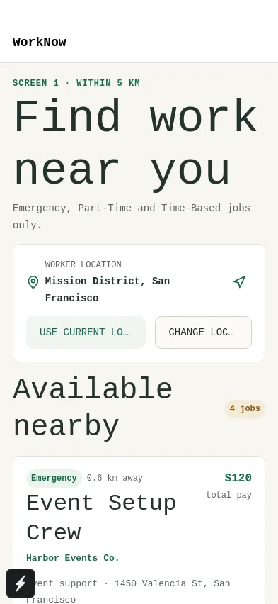 WorkNow Android Screen