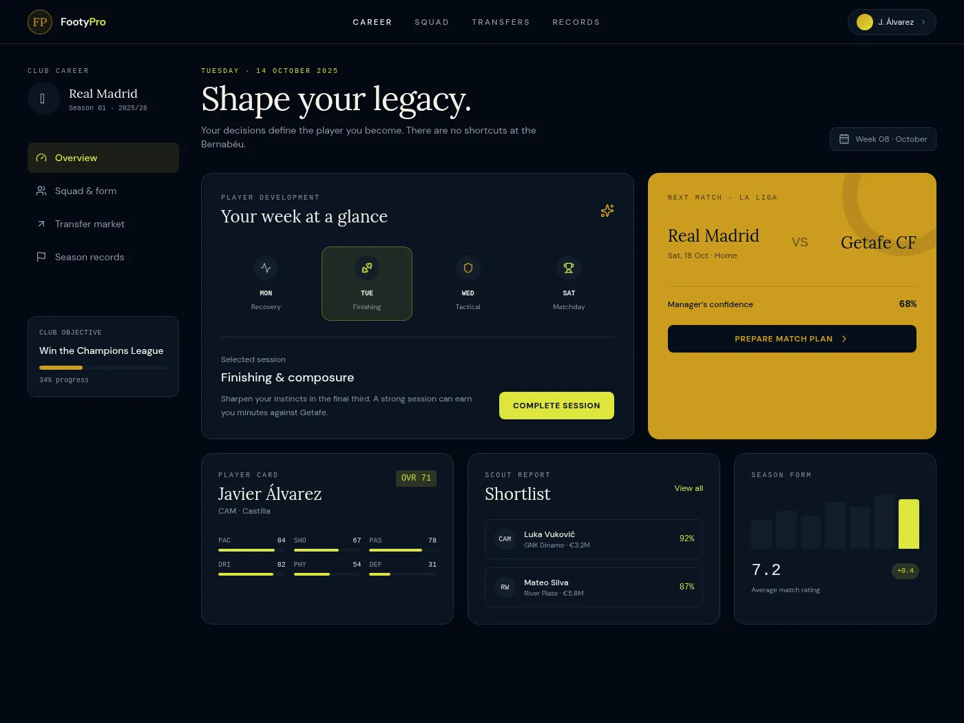 FootyPro Career Simulator