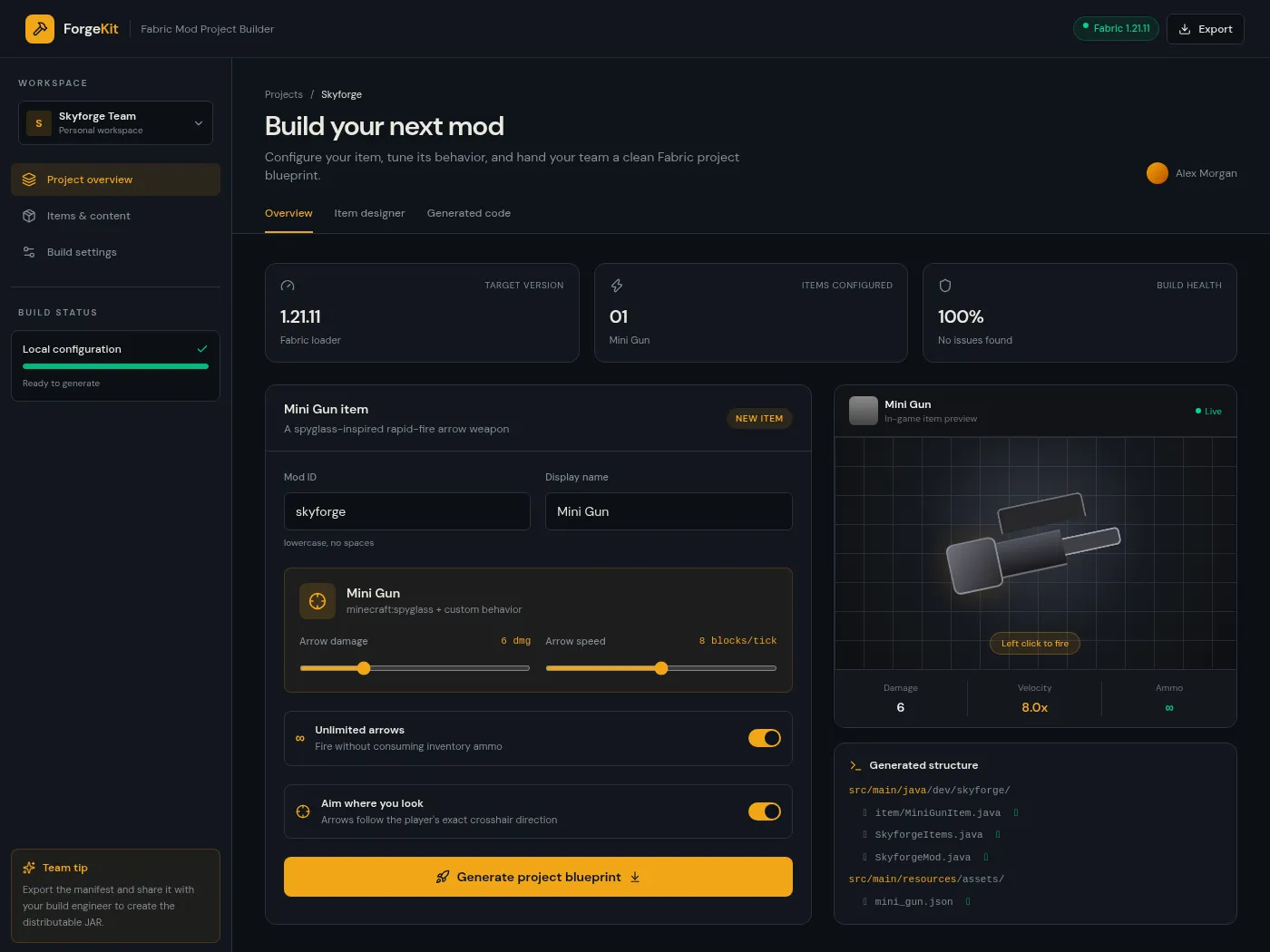 Fabric Mod Project Builder