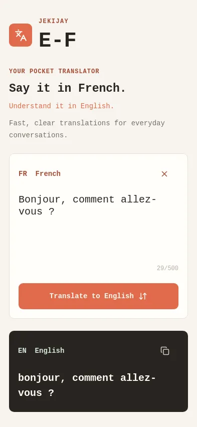 Jekijay E-F Mobile Translator