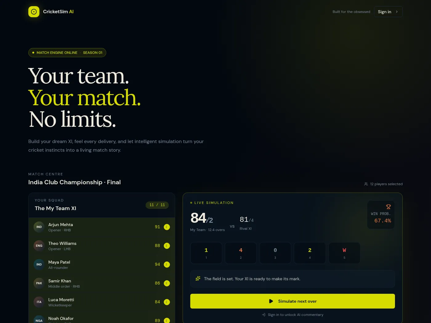 CricketSim AI