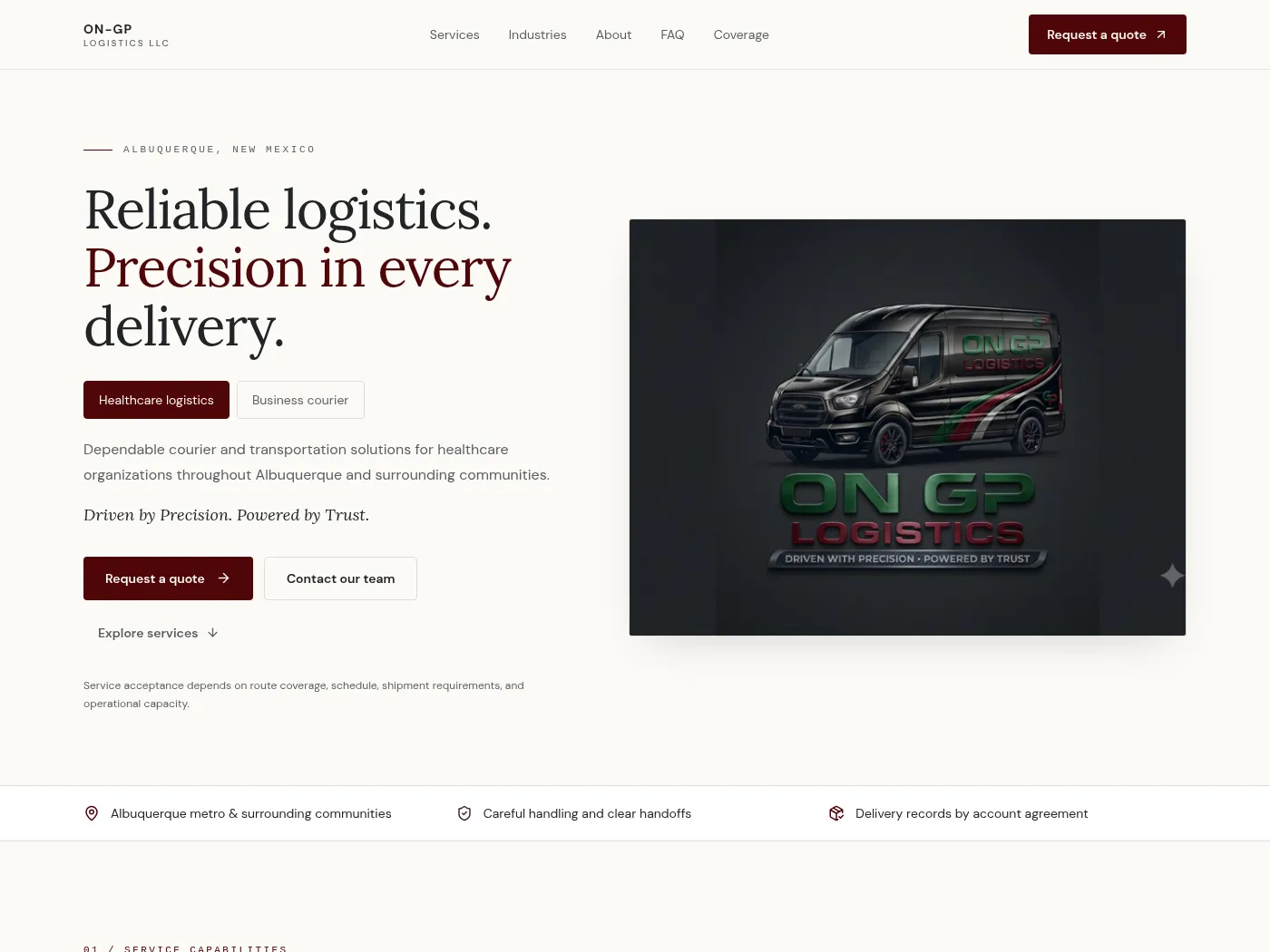 On-GP Logistics Website