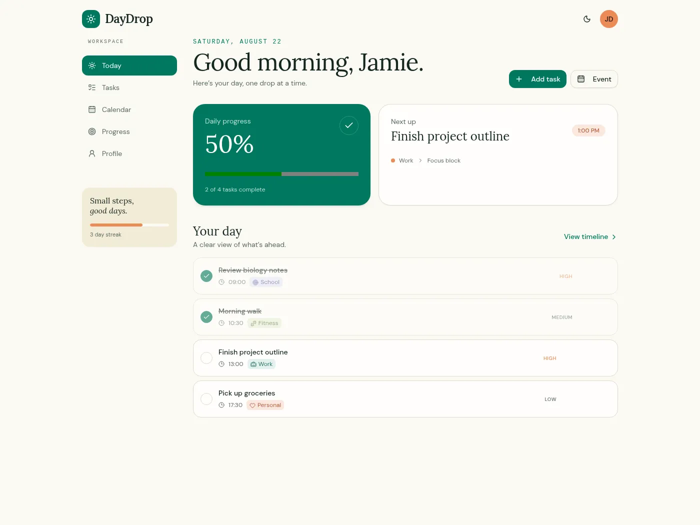 DayDrop Planner