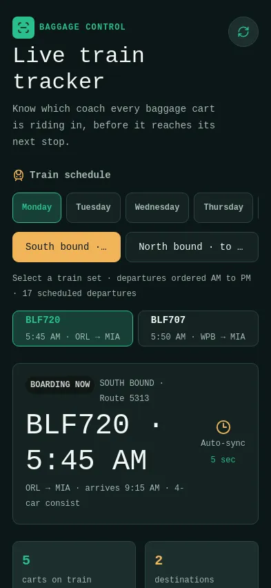 TrainBaggage Live Tracker