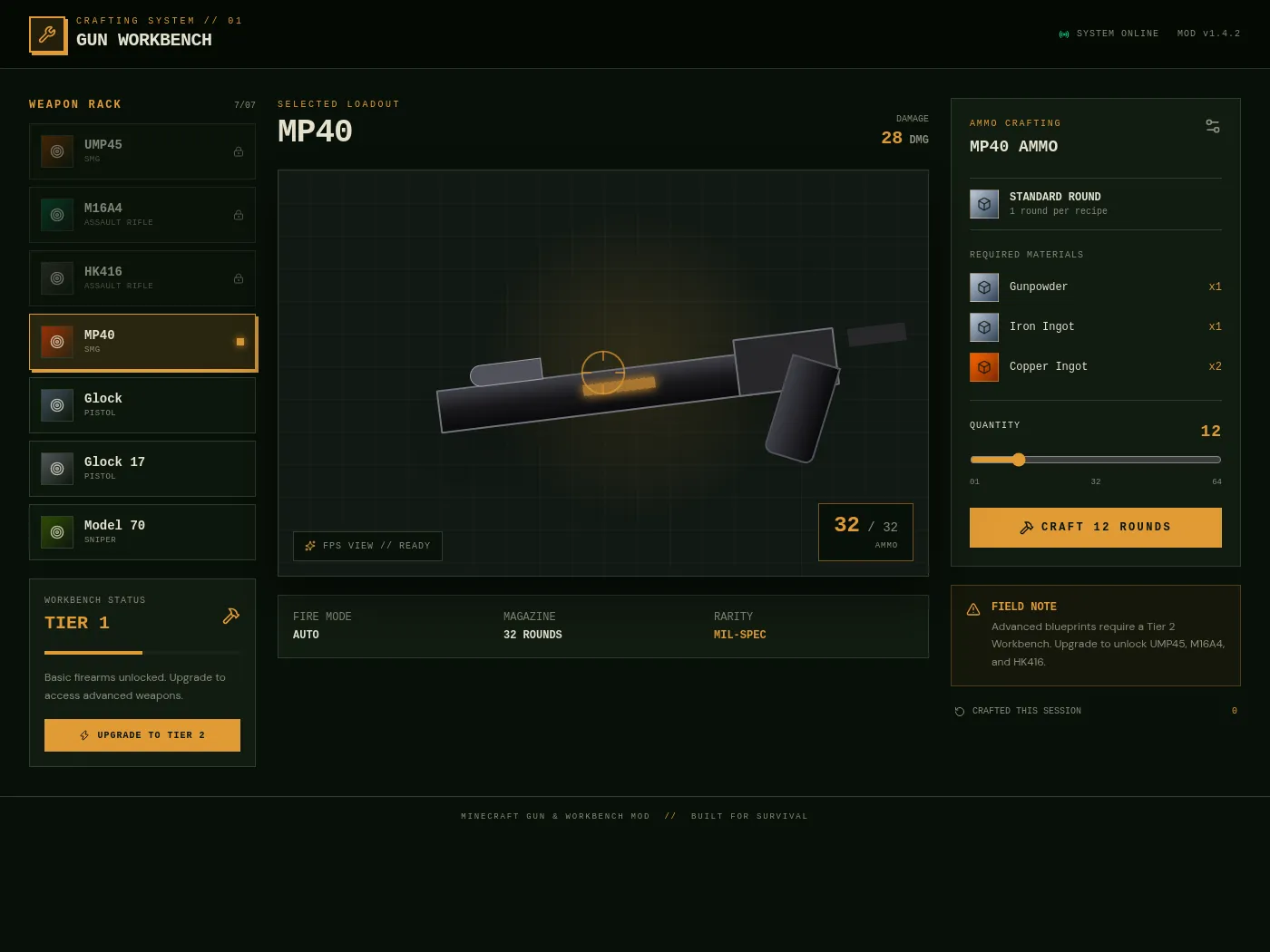 Minecraft Gun & Workbench Mod
