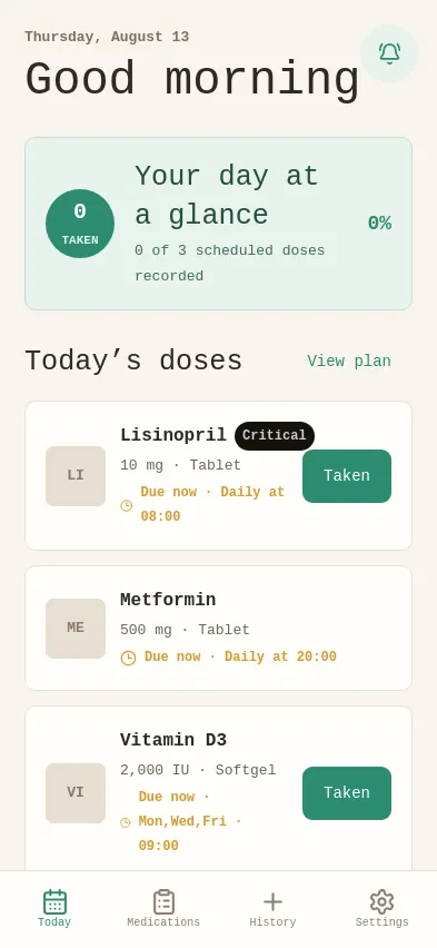 Dose Adherence App