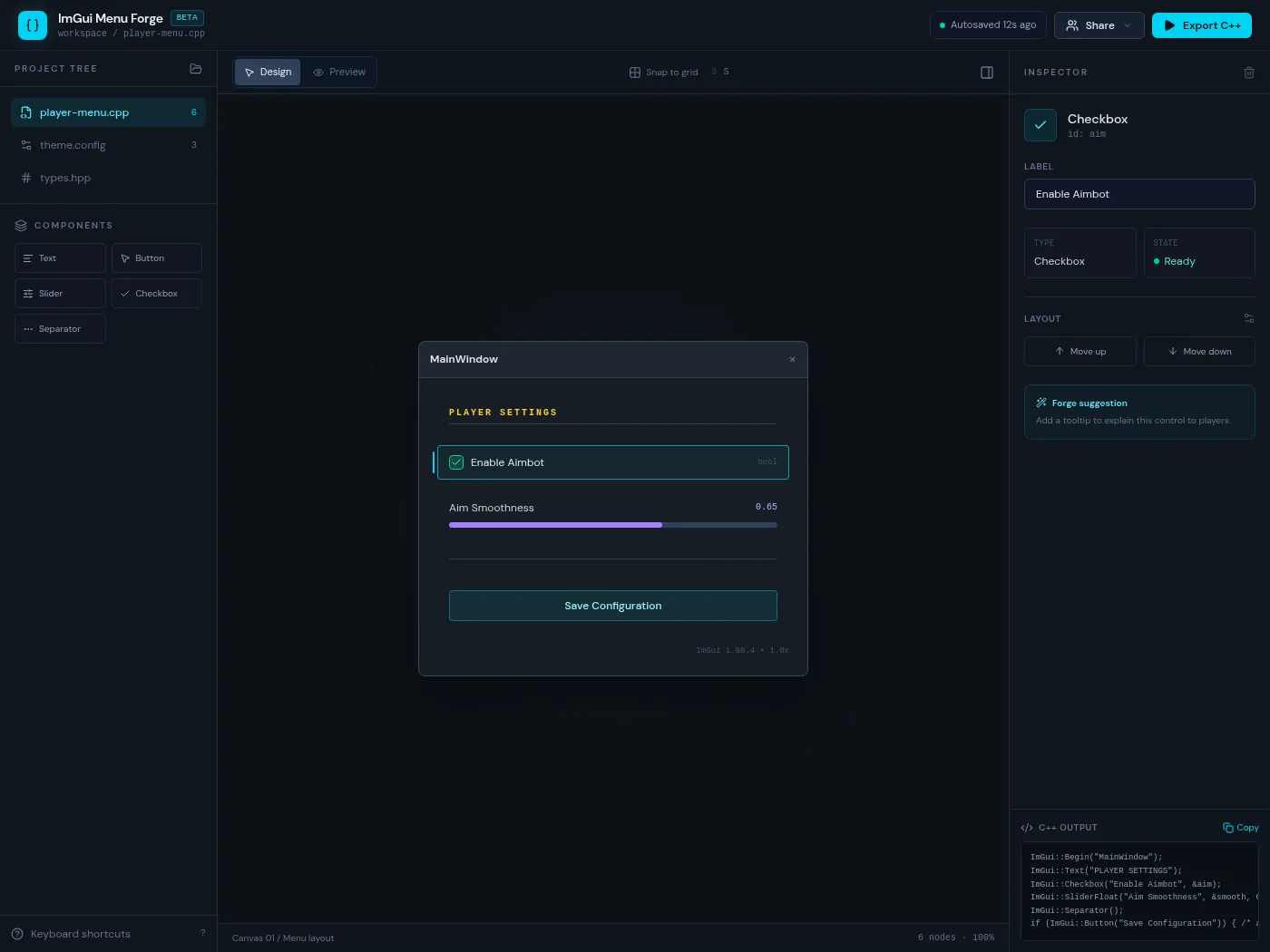 ImGui Menu Forge