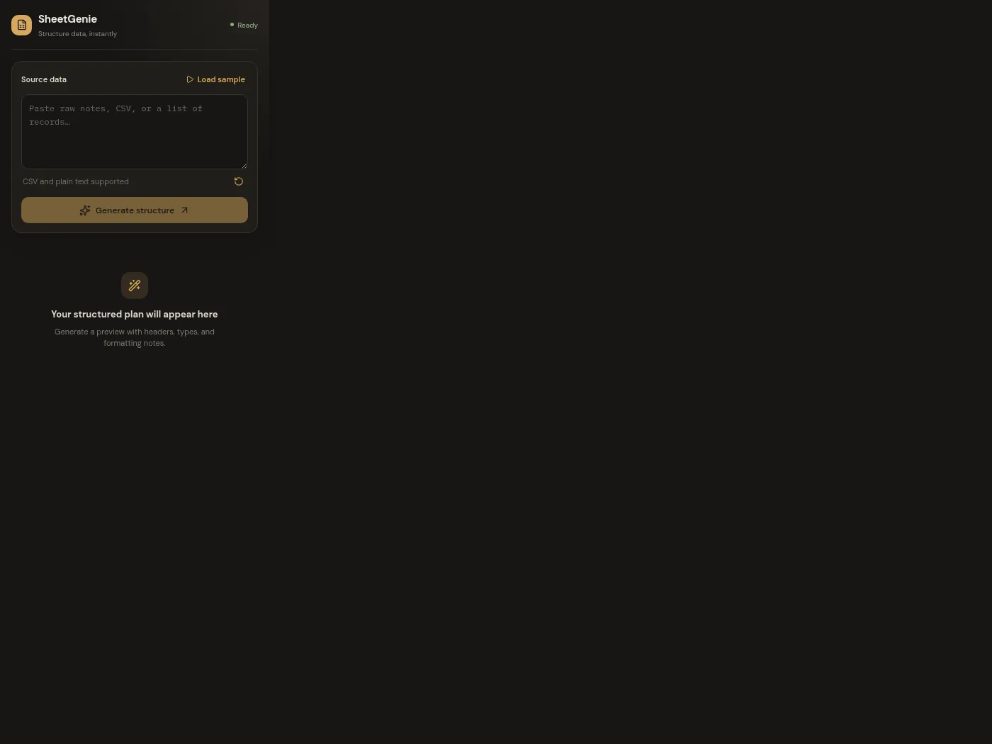 SheetGenie Chrome Extension