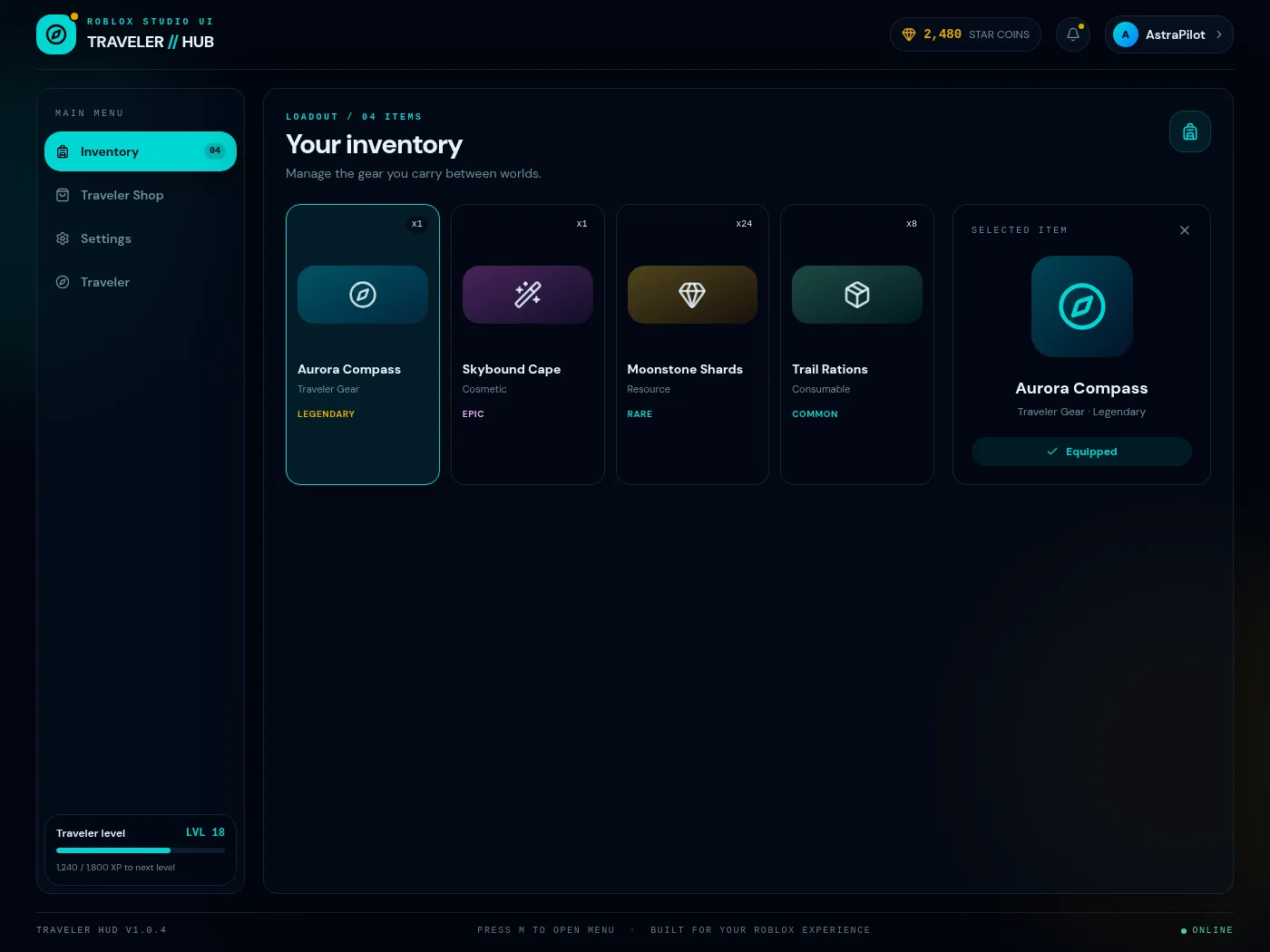 Roblox Traveler UI
