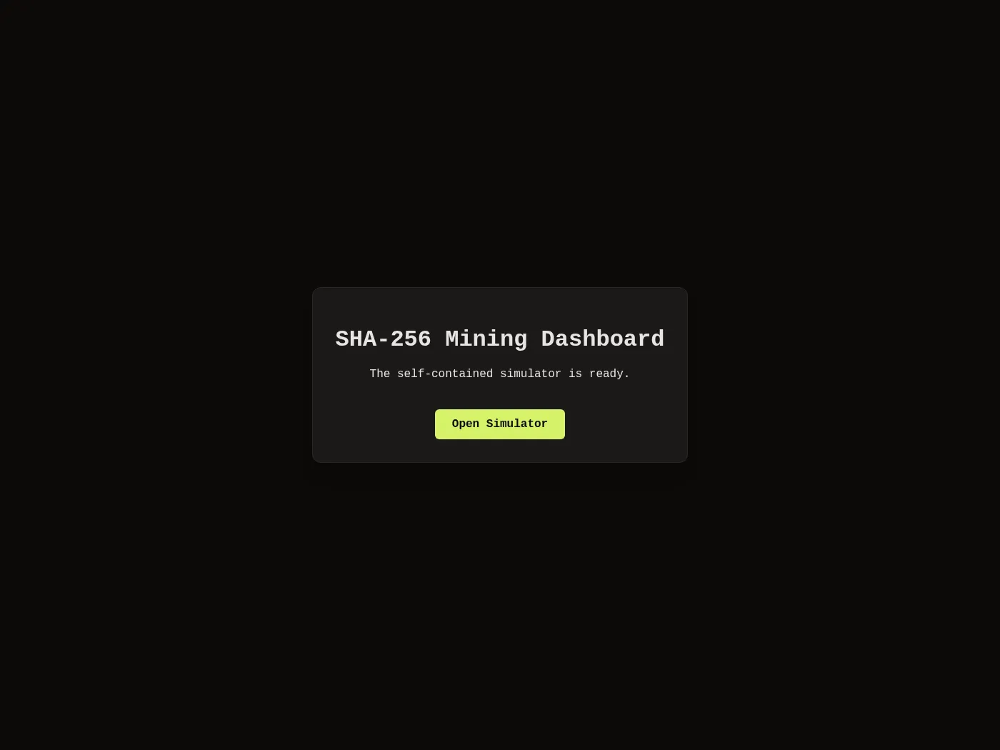 SHA256 Mining Dashboard