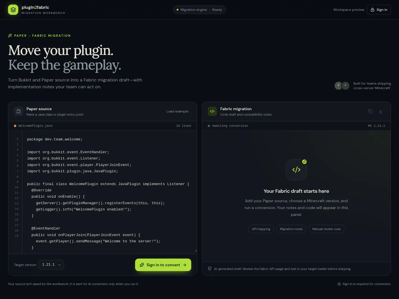 Plugin2Fabric Converter