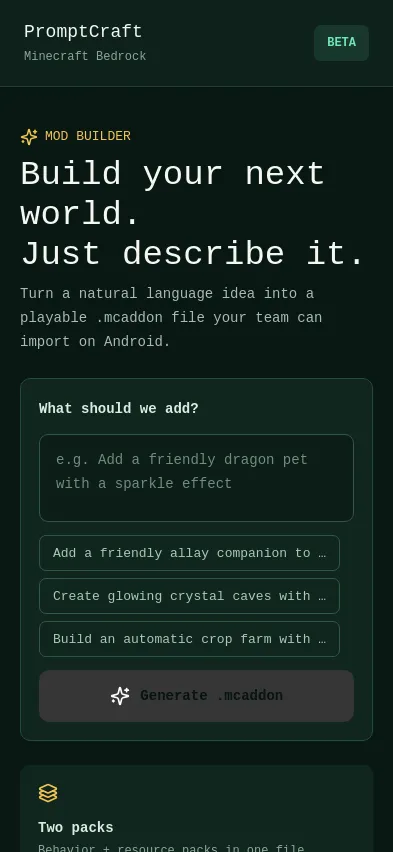 PromptCraft for Minecraft