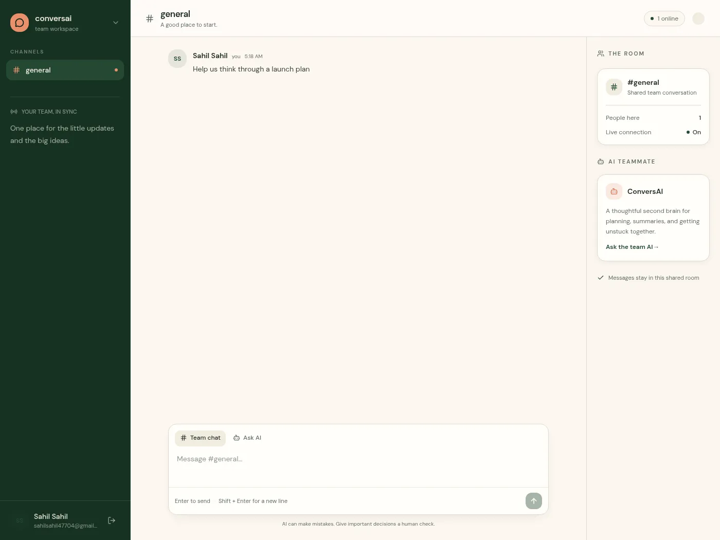 ConversAI Team Chat