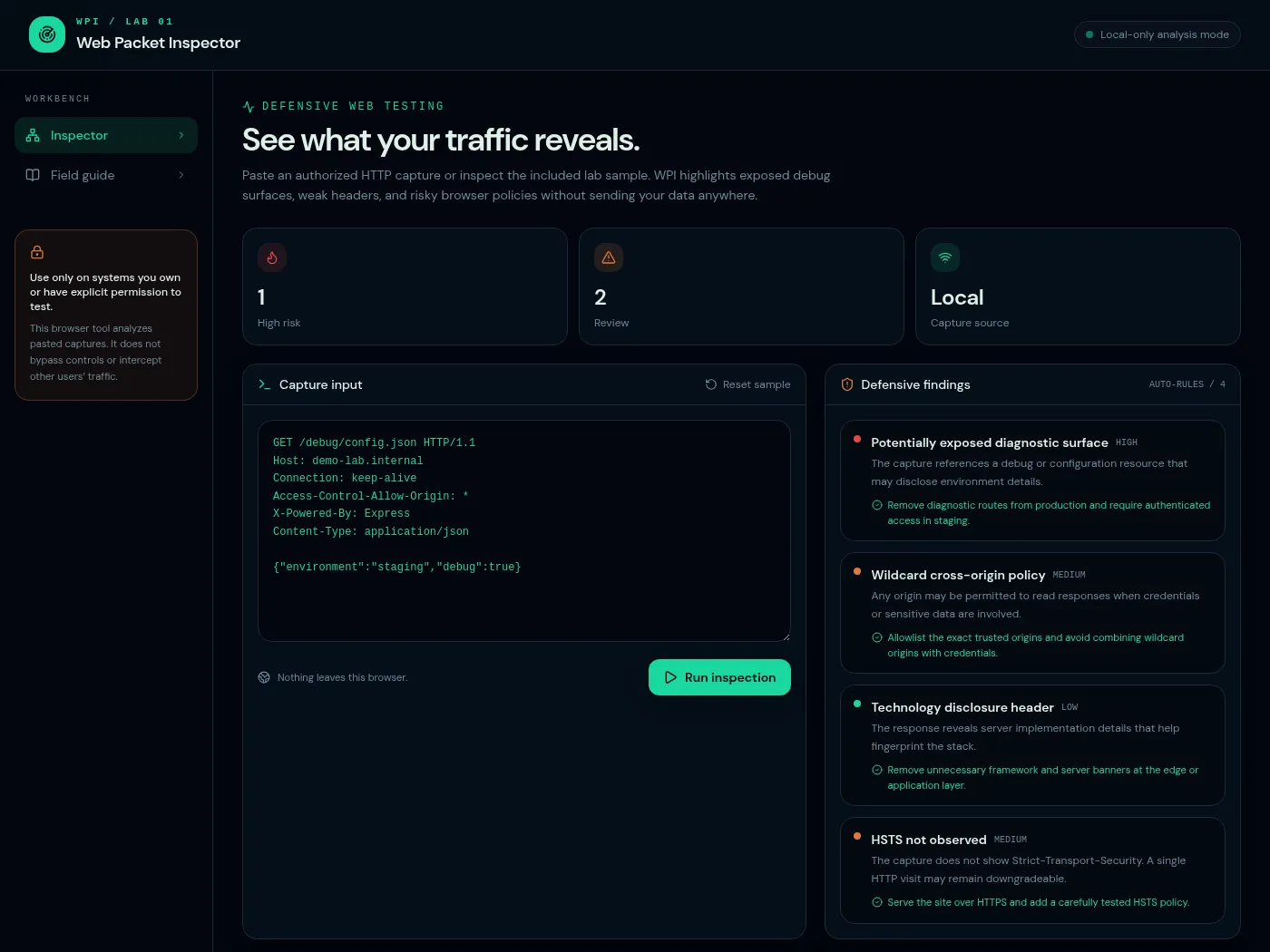 Web Packet Inspector