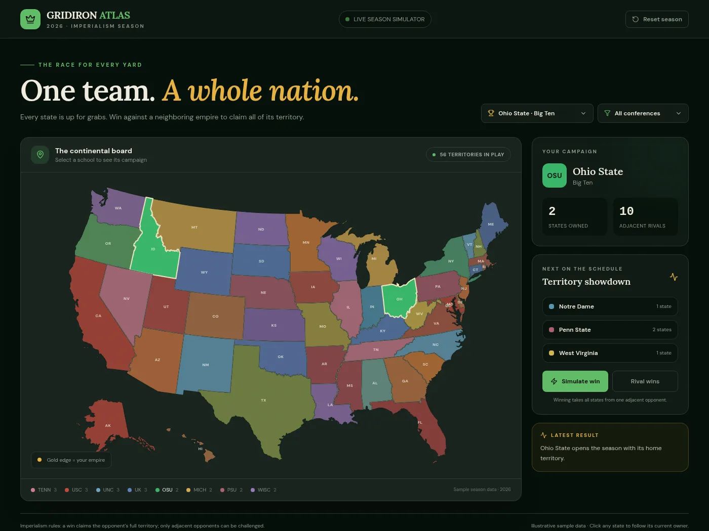 College Football Empire Map