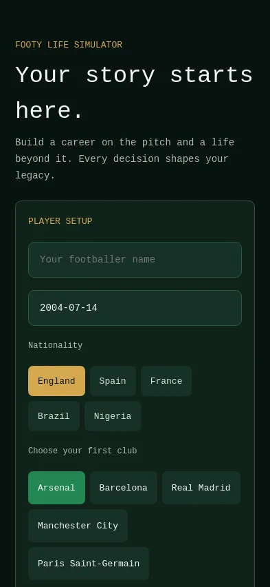 Footy Life Simulator