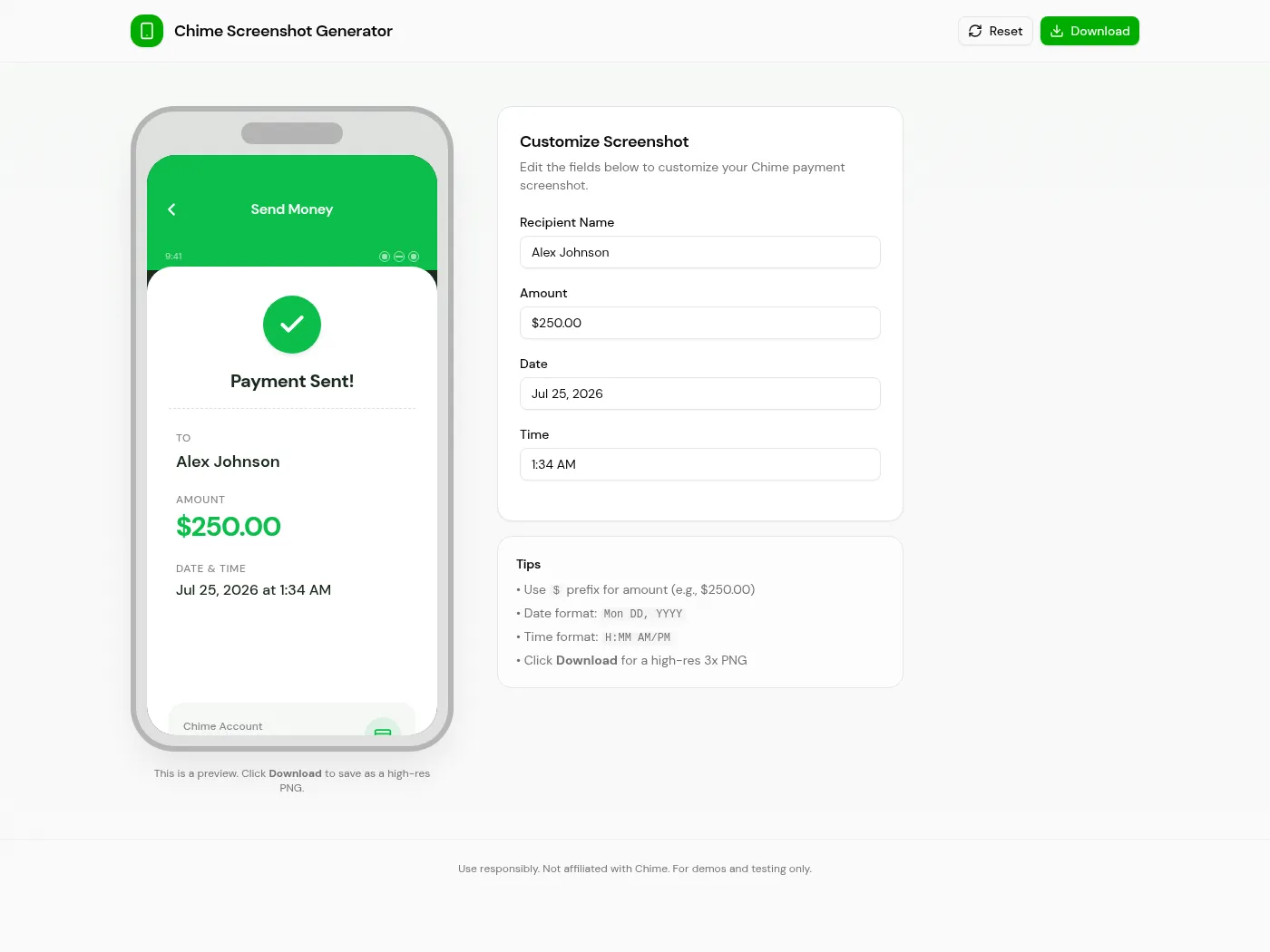 Chime Screenshot Generator