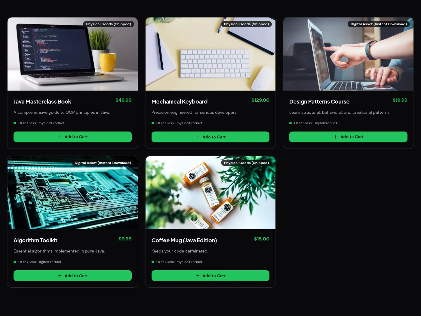 OOP Java Shop