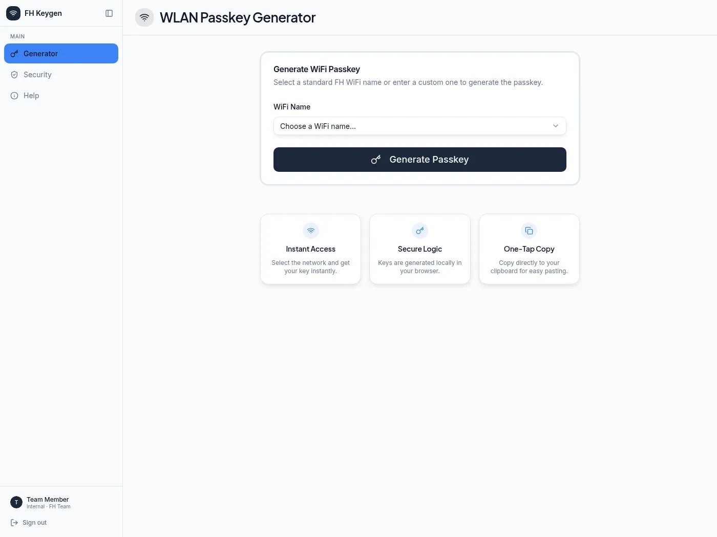 FH WLAN Passkey Web