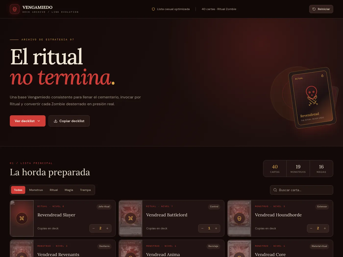 Vengamiedo Deck Builder
