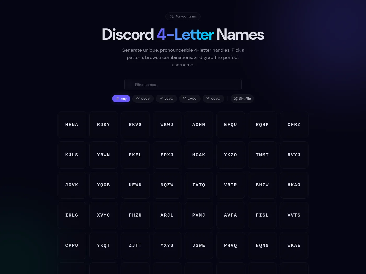 Discord 4-Letter Finder