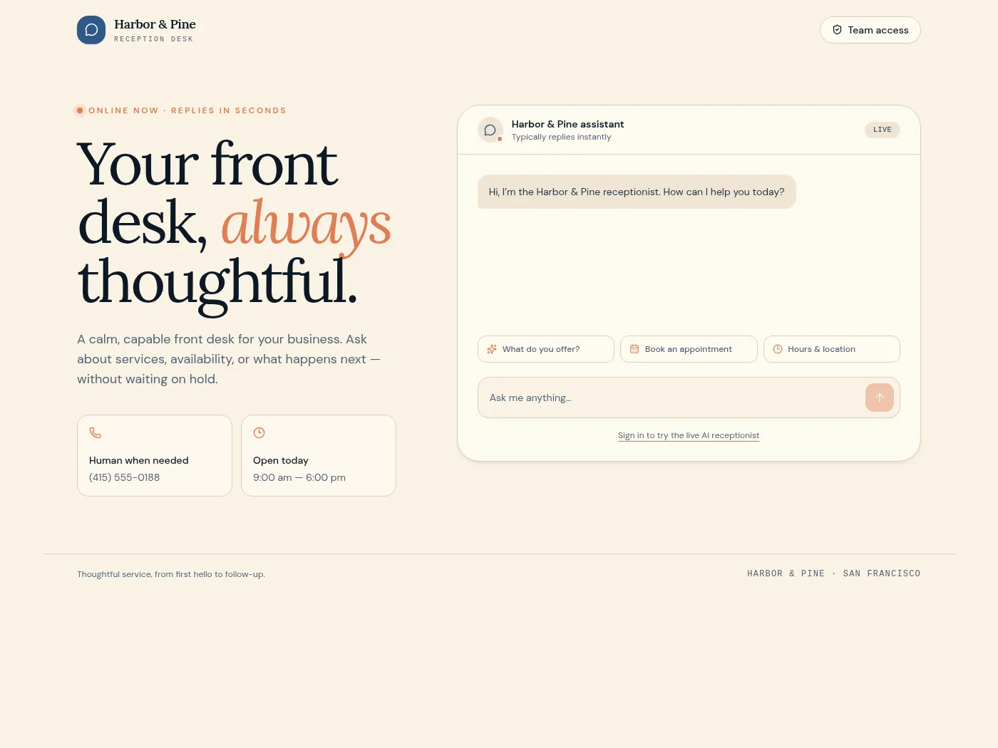 AI Receptionist Bot
