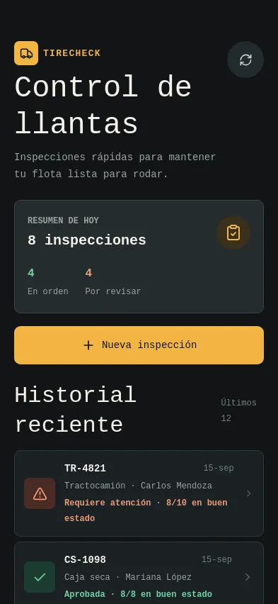 TireCheck Fleet App