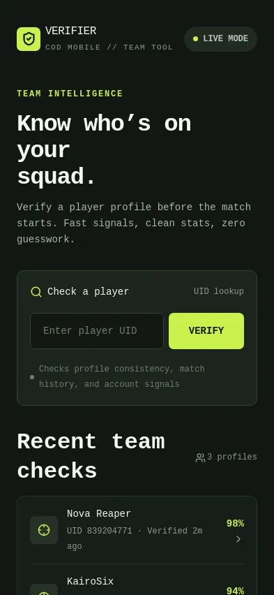 COD Mobile Verifier