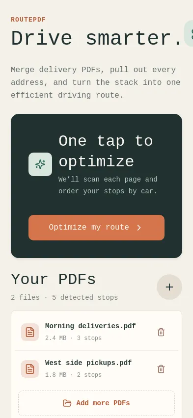 RoutePDF Optimizer