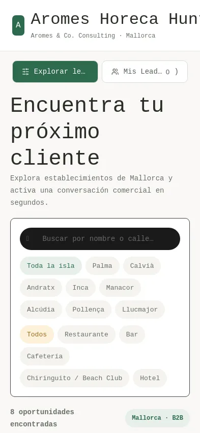 Aromes Horeca BUSCADOR