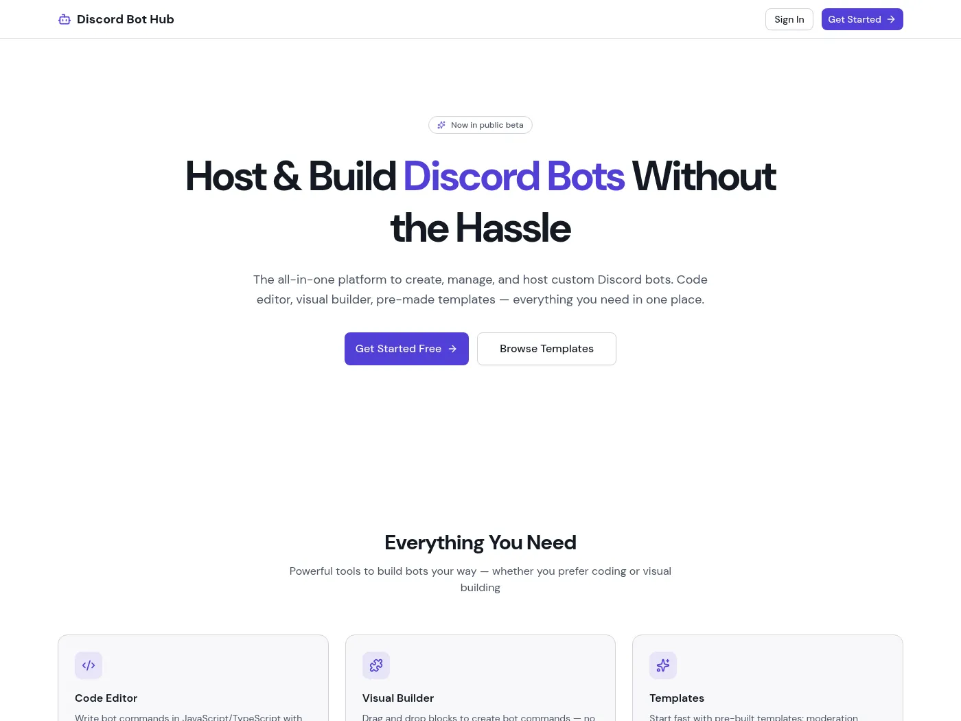 Discord Bots Hosting Hub