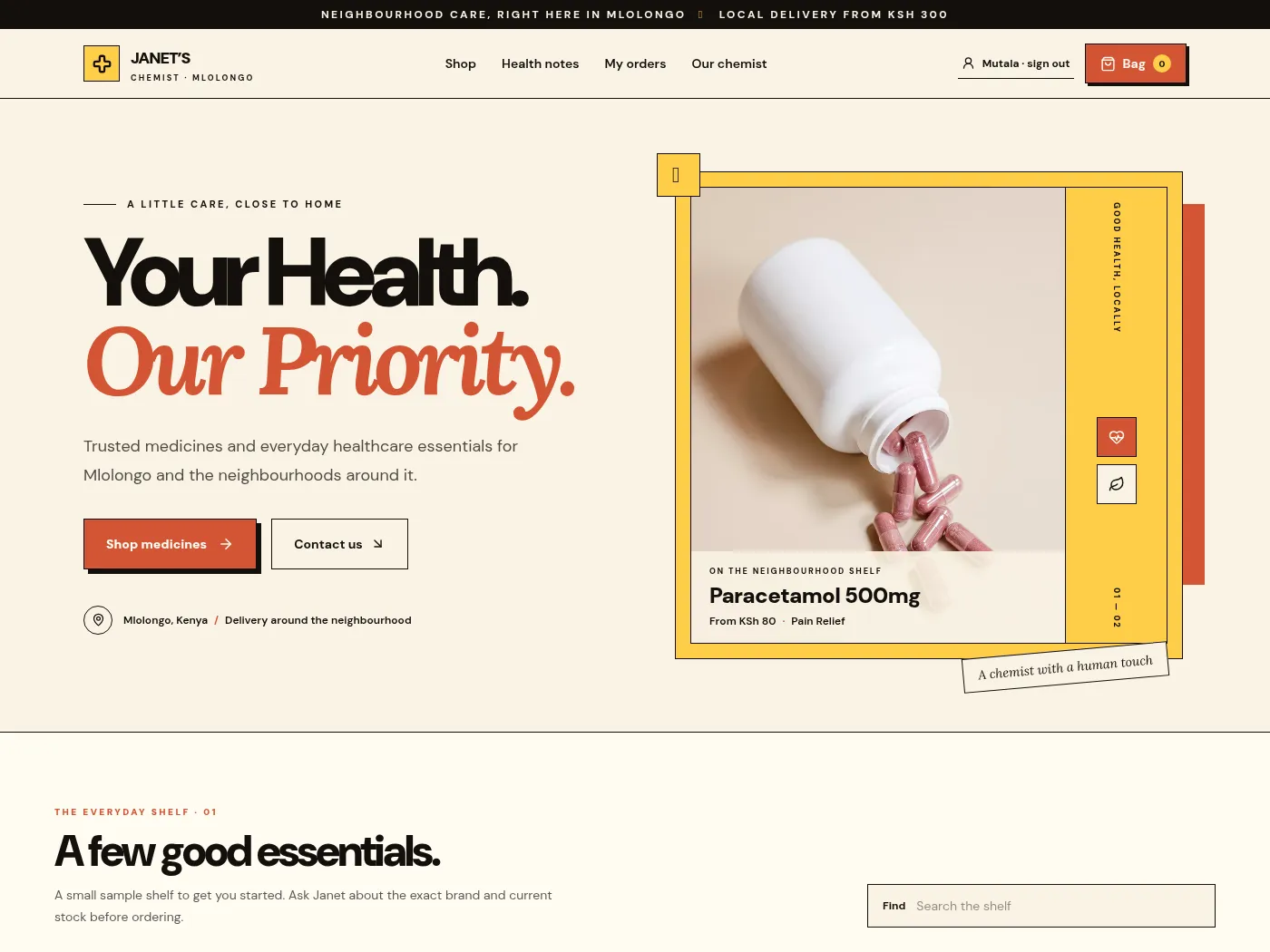 Janet’s Chemist Web App