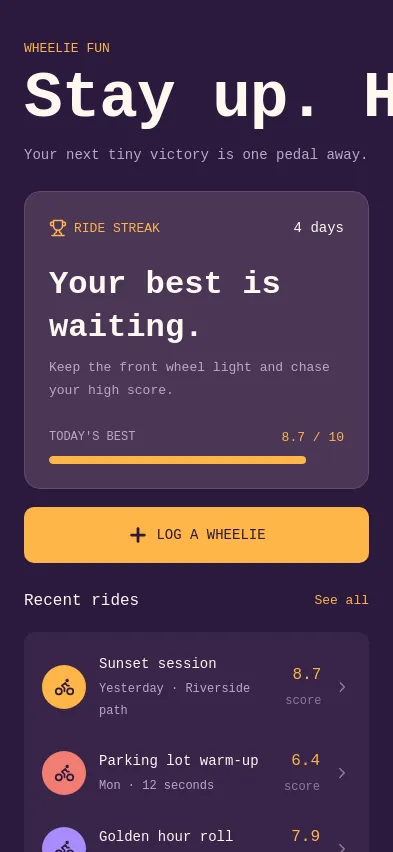 Wheelie Fun Tracker