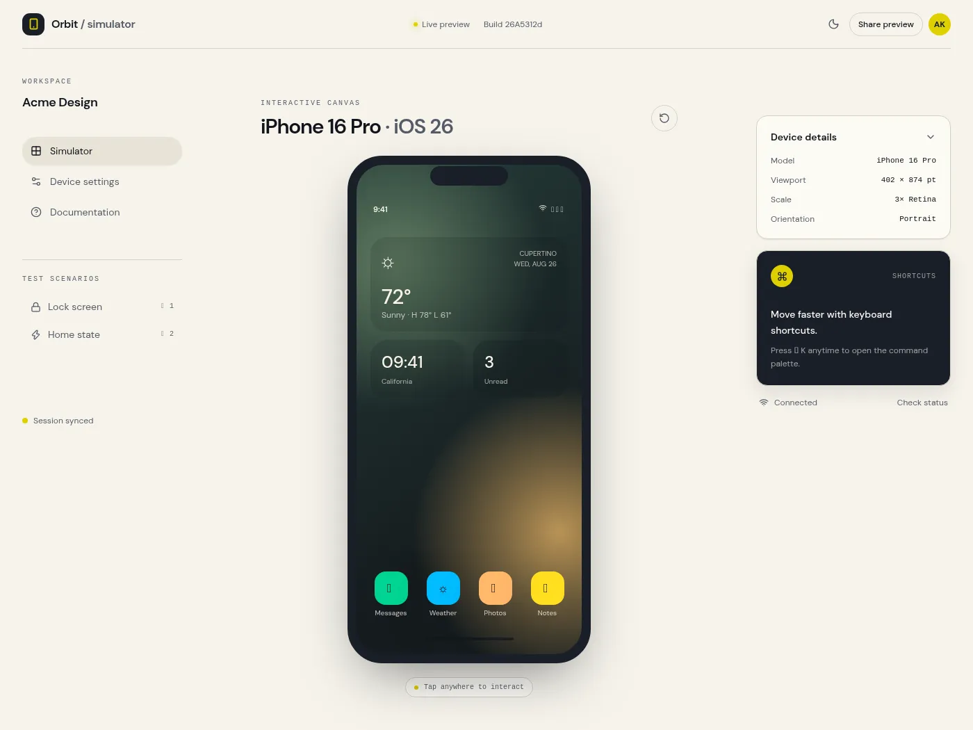 iOS 26 Web Simulator