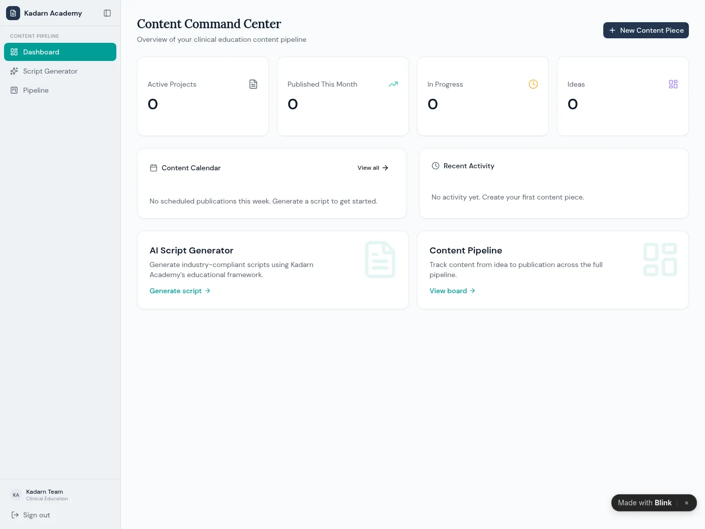 Kadarn Academy Workflow